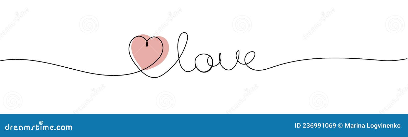 Heart Line Art with Love Text Stock Vector - Illustration of love ...