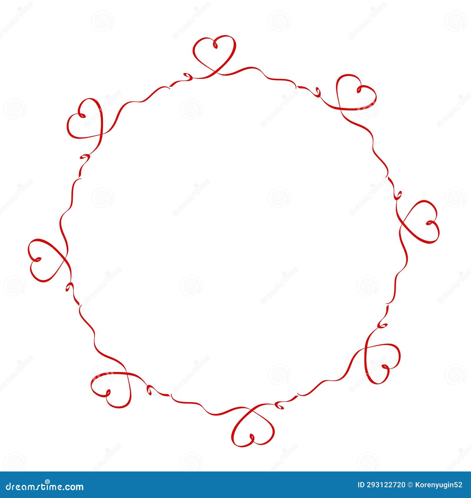 Heart Line Filigree Art Drawn Round Frame Stock Illustration ...