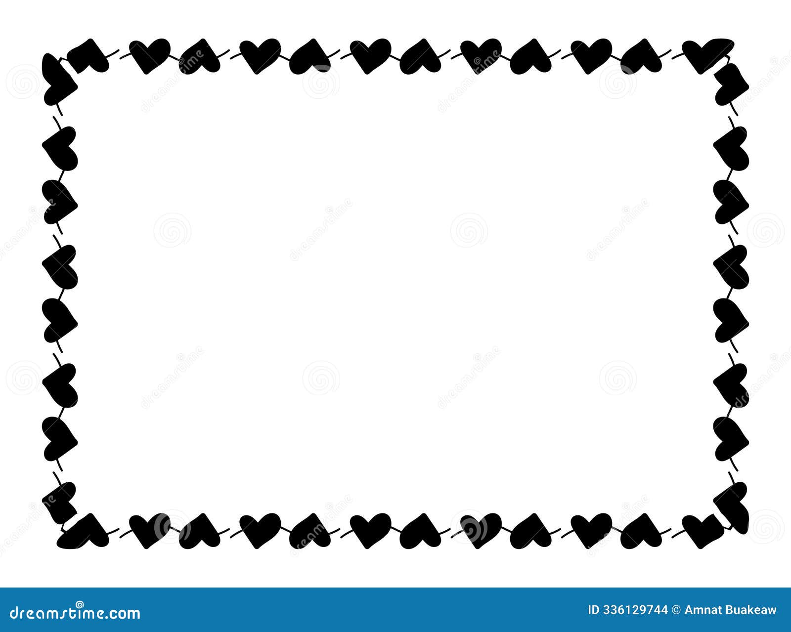 Heart Line Frame Rectangle Doodle Art, Heart Border Outline Adorable ...