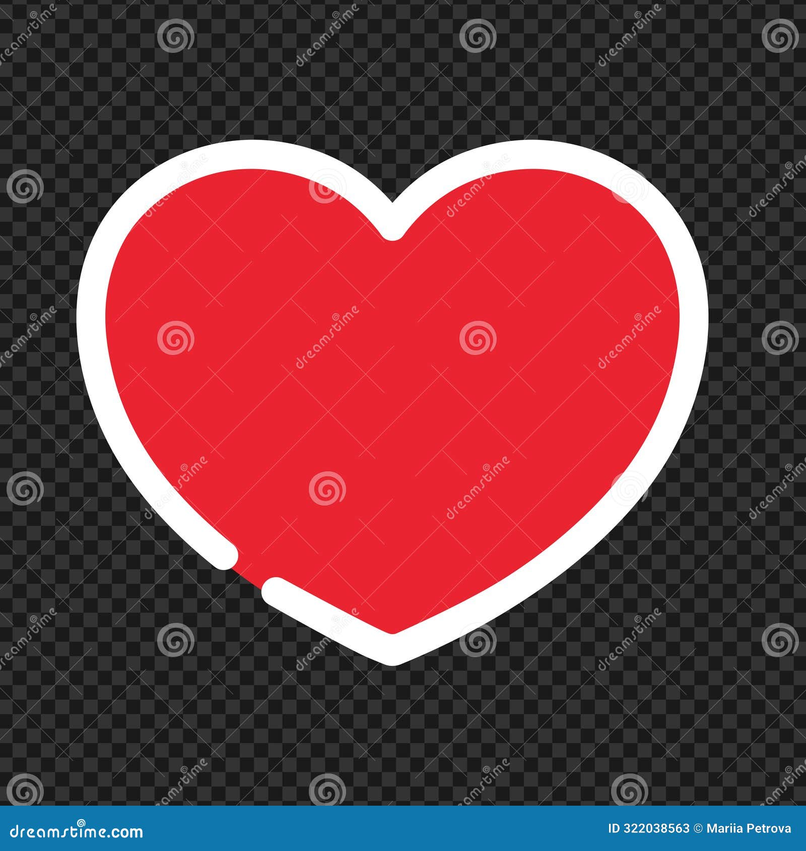 Heart Line Icon. Red Heart Outline on Transparent Background Stock ...