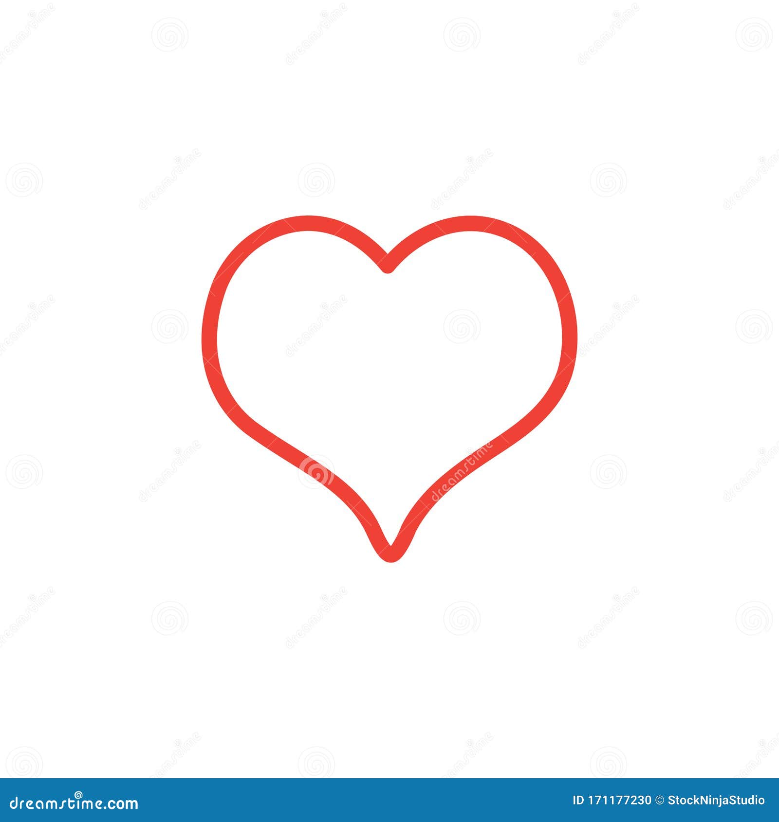 Heart Line Red Icon on White Background. Red Flat Style Vector ...