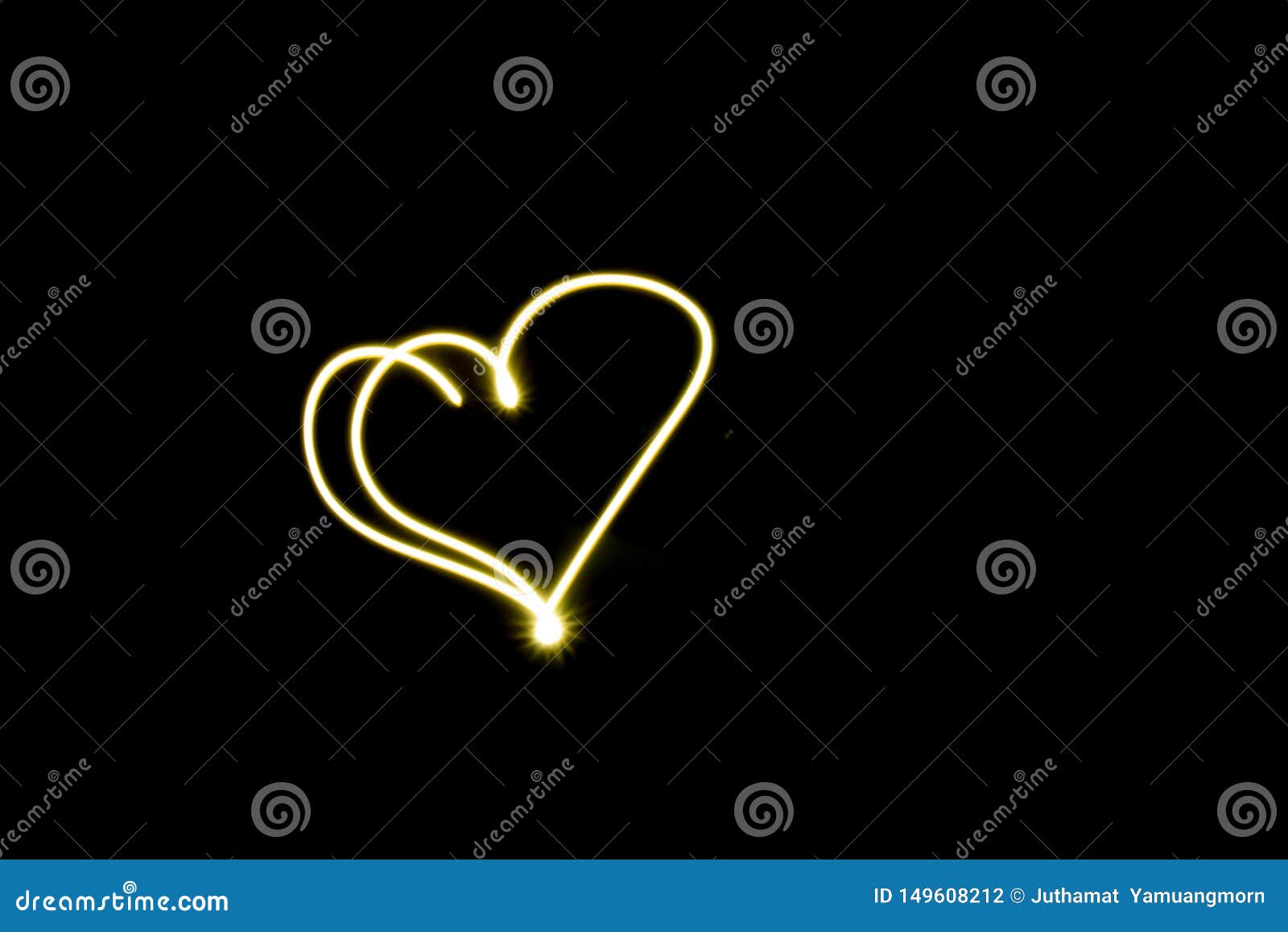 Heart Line Symbol Created by Light Black Background Stock Photo - Image ...