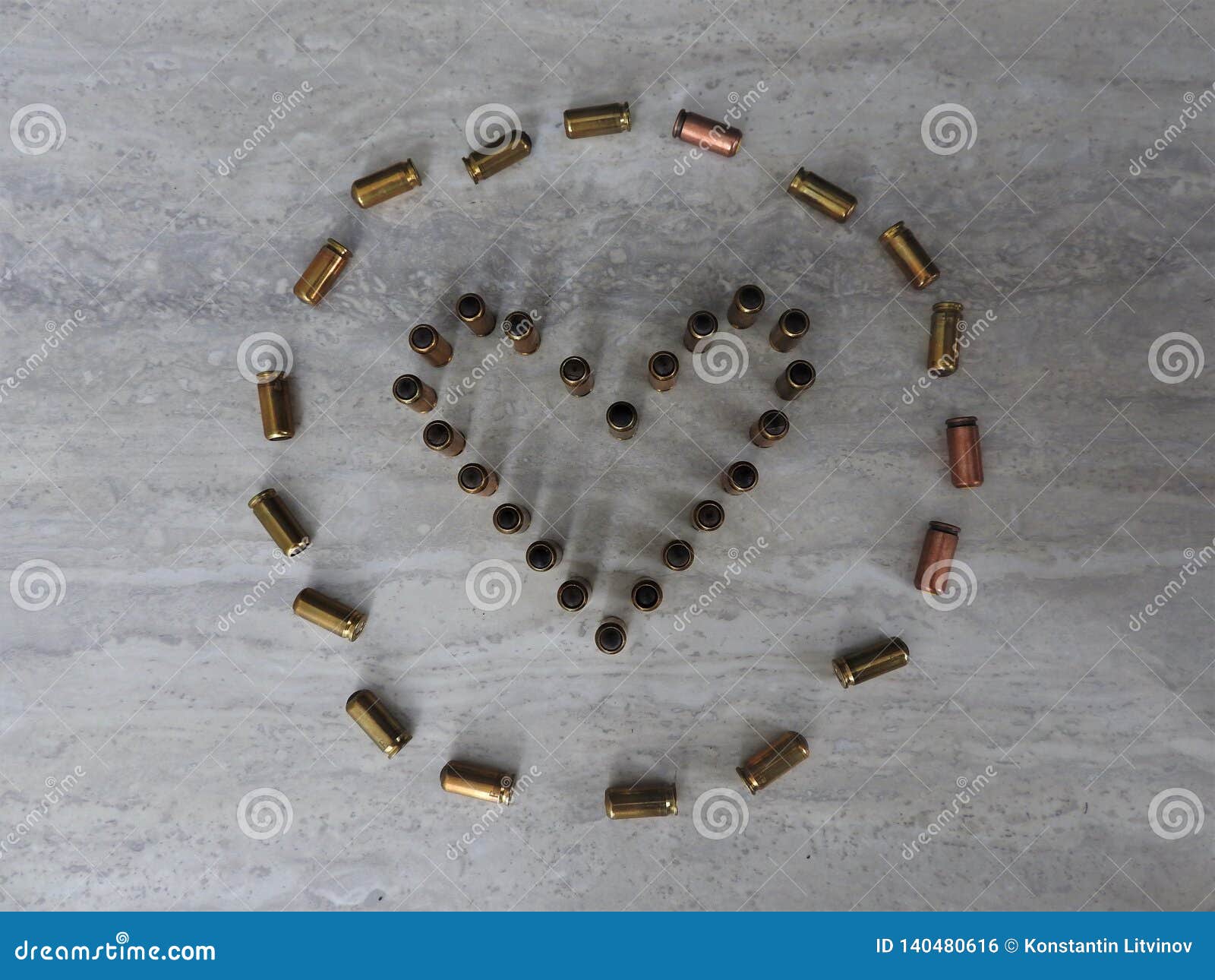 Heart Lined with Bullets on a Light Background, Love Theme of the ...