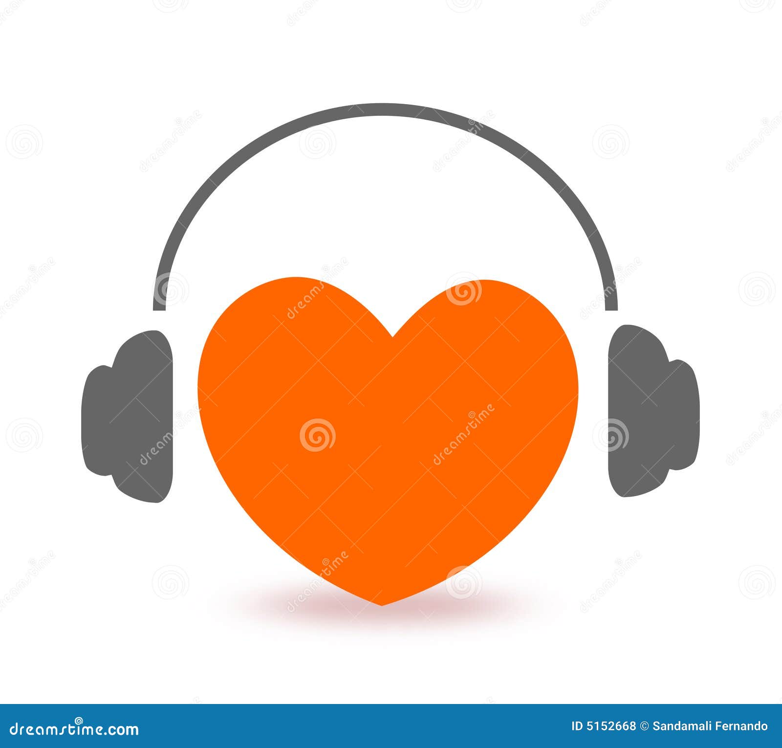 Heart listening to music stock vector. Illustration of listen - 5152668