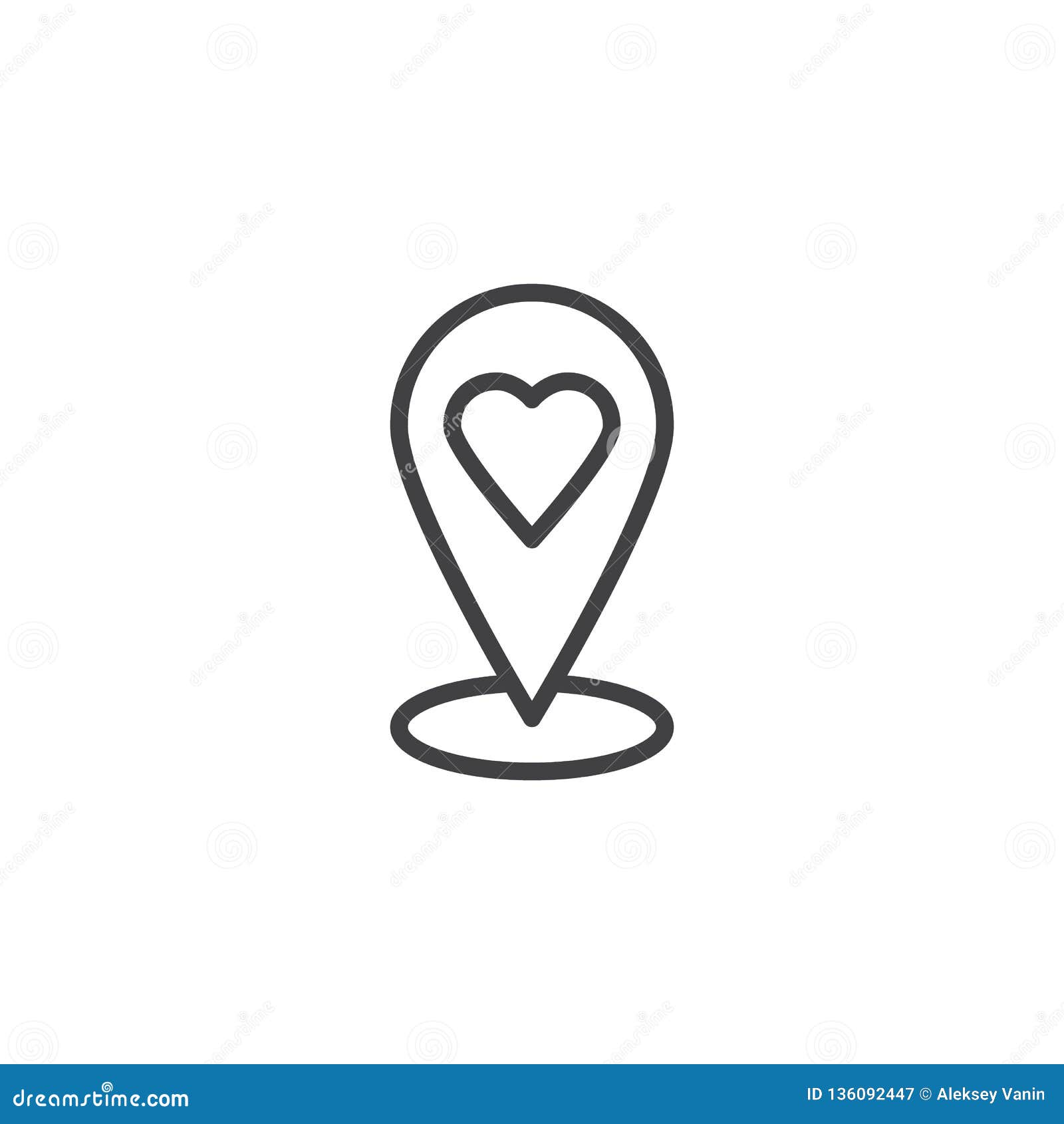Heart Location Pin Line Icon Stock Vector - Illustration of place ...