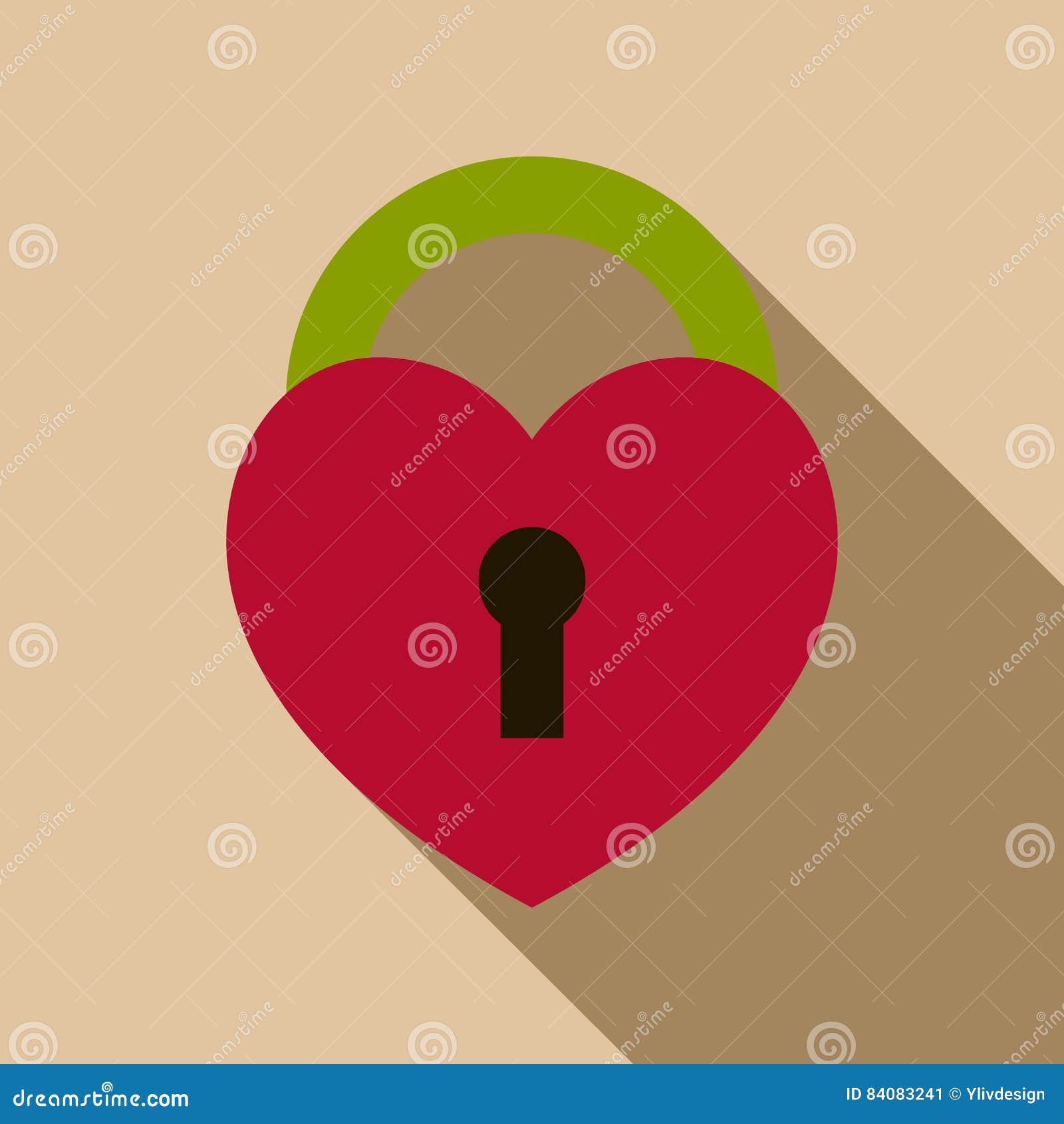 Heart Lock Icon, Flat Style Stock Vector - Illustration of lock, cupid ...