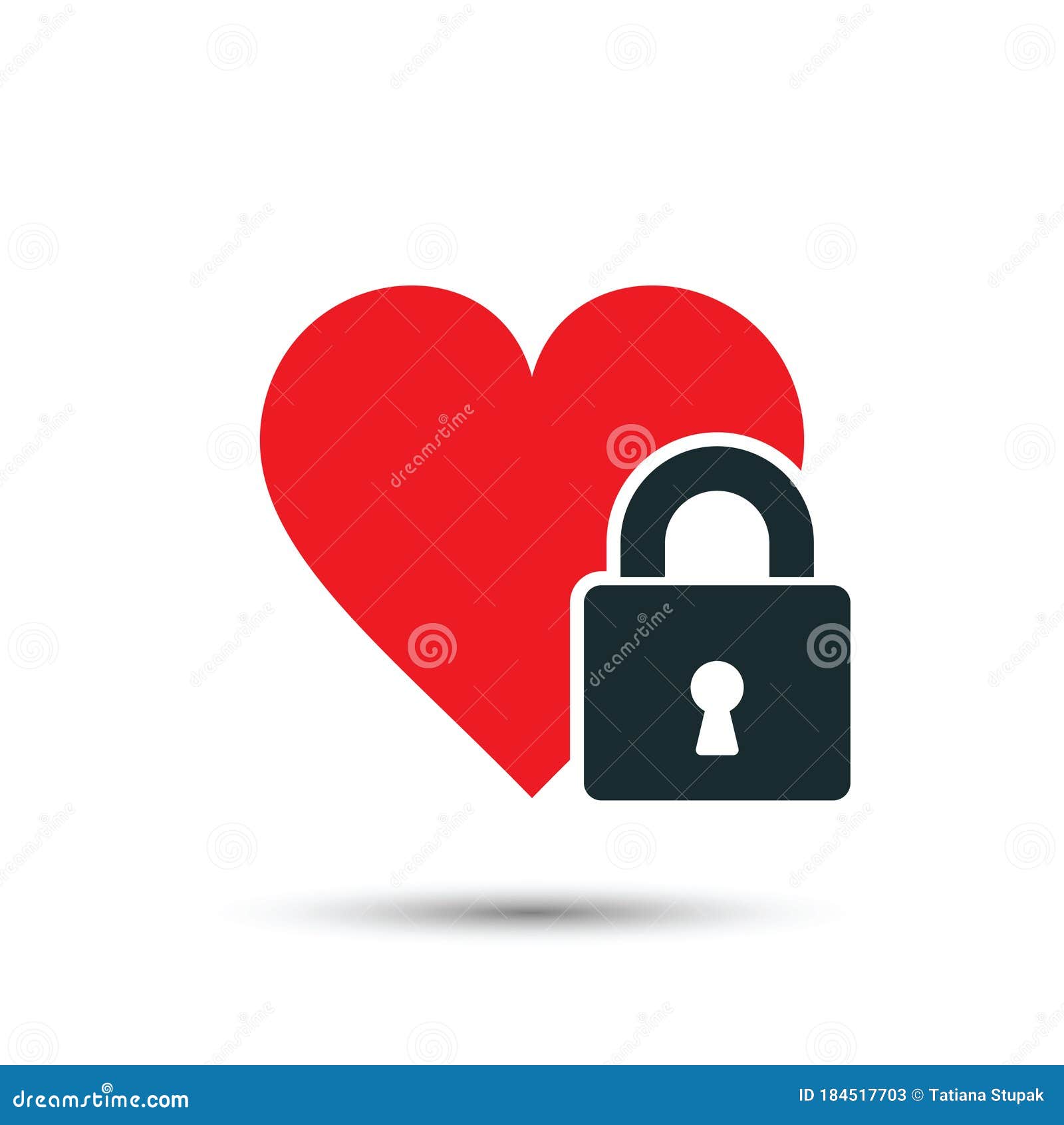 Heart lock icon, vector stock vector. Illustration of element - 184517703