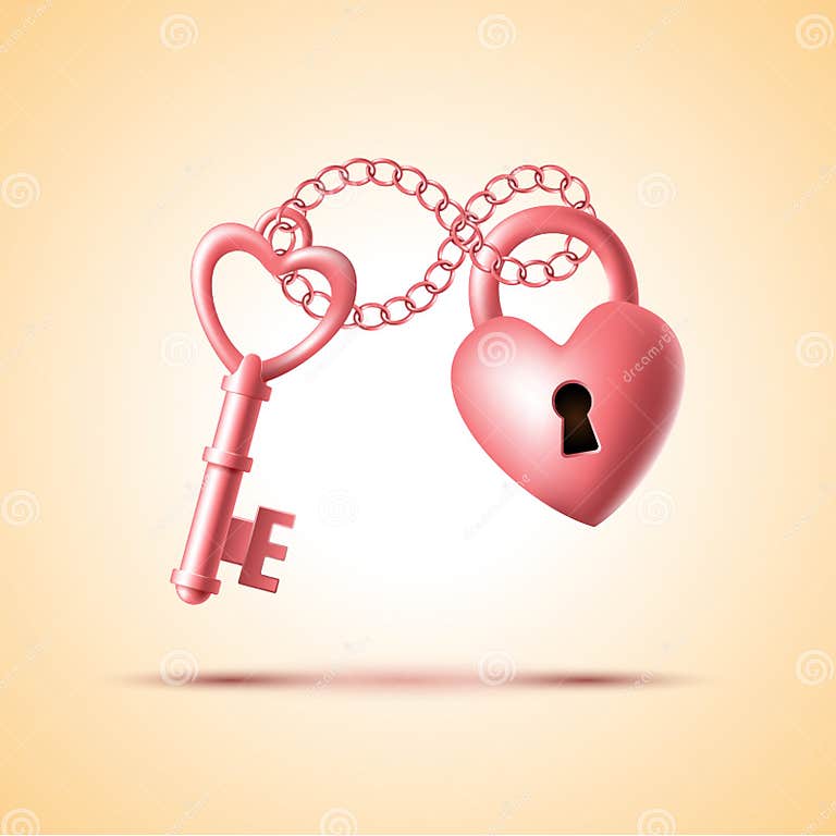 Heart lock with key stock vector. Illustration of symbol - 43716706