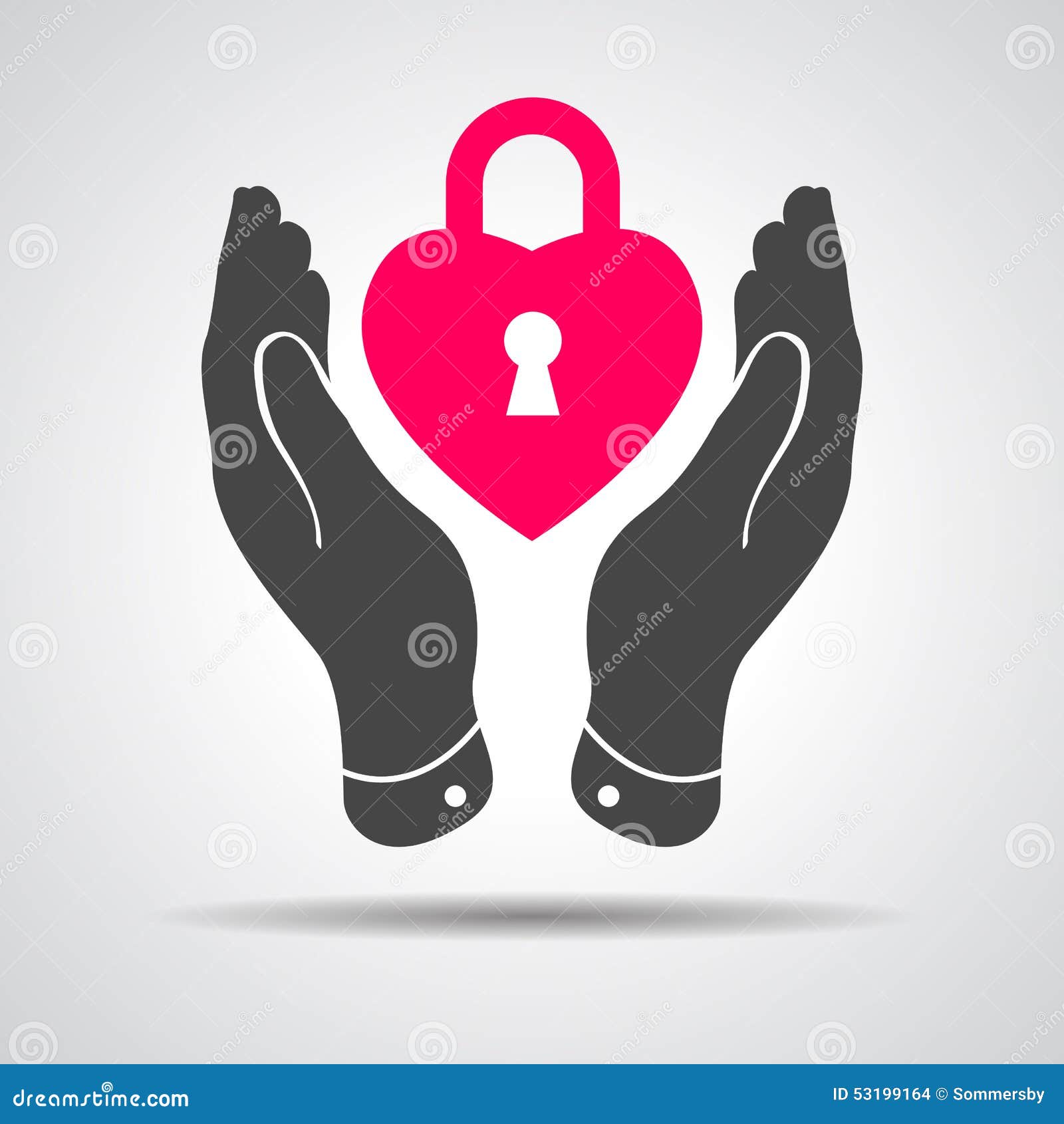 Heart Lock Shape Icon in Careful Hands Stock Vector - Illustration of ...