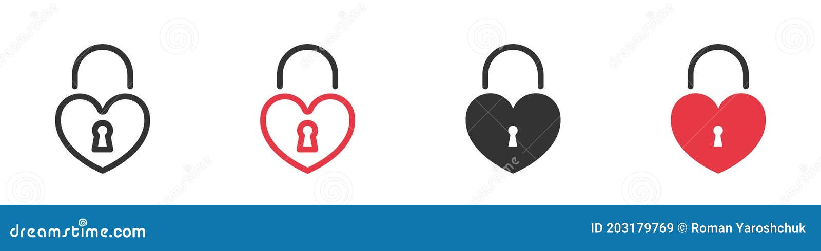 Red Heart Locks With Keyholes Chained Together With The Key As Symbol ...
