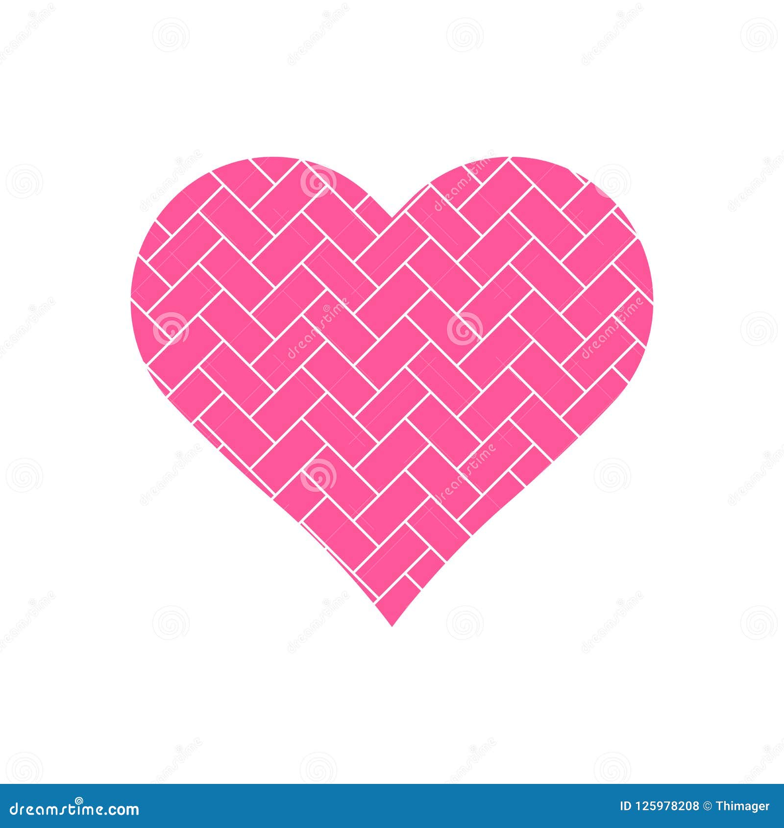 Pink Rectangles Pattern in Heart Logo. Stock Illustration ...