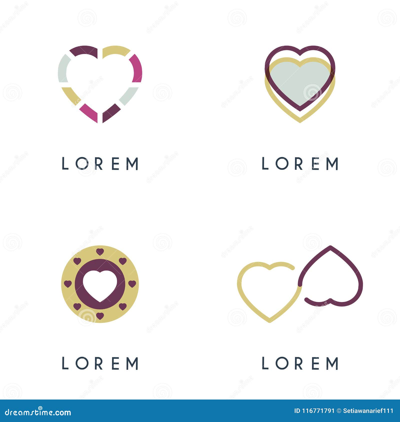 Heart Logos With The Cardiogram. Cartoon Vector | CartoonDealer.com ...