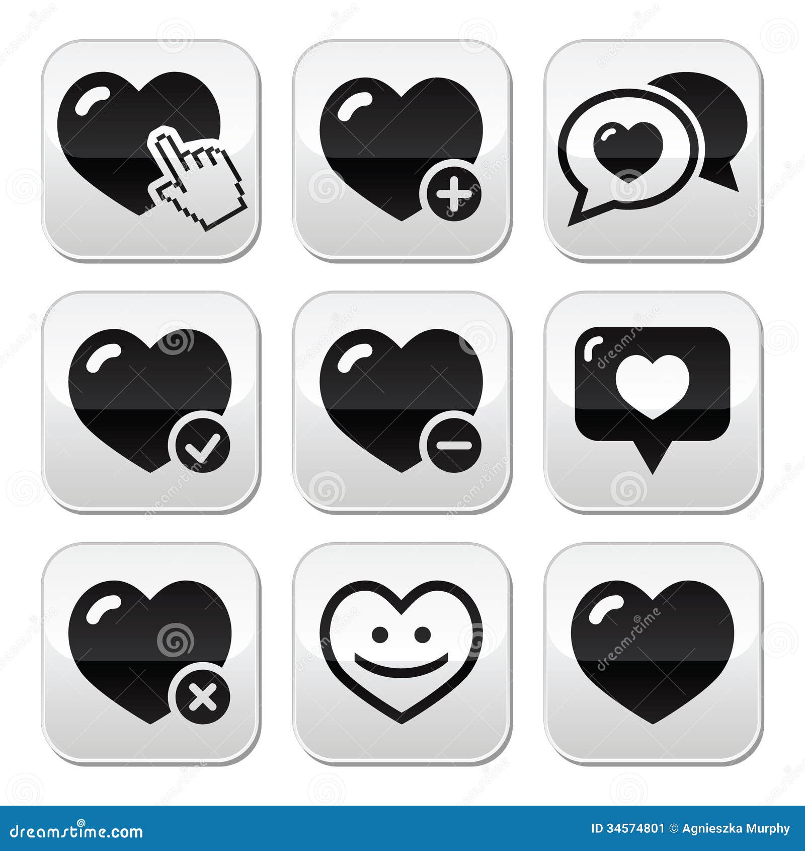 Heart, love buttons set stock illustration. Illustration of emblem ...