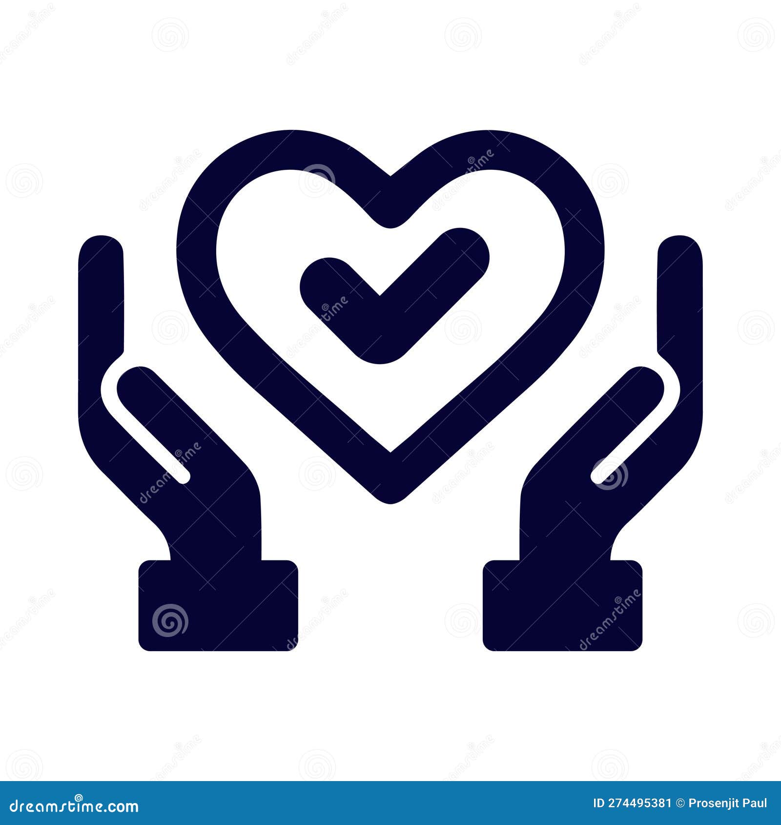 Heart, Love, Hand, Tick, Check, Heart Care Icon Stock Vector ...