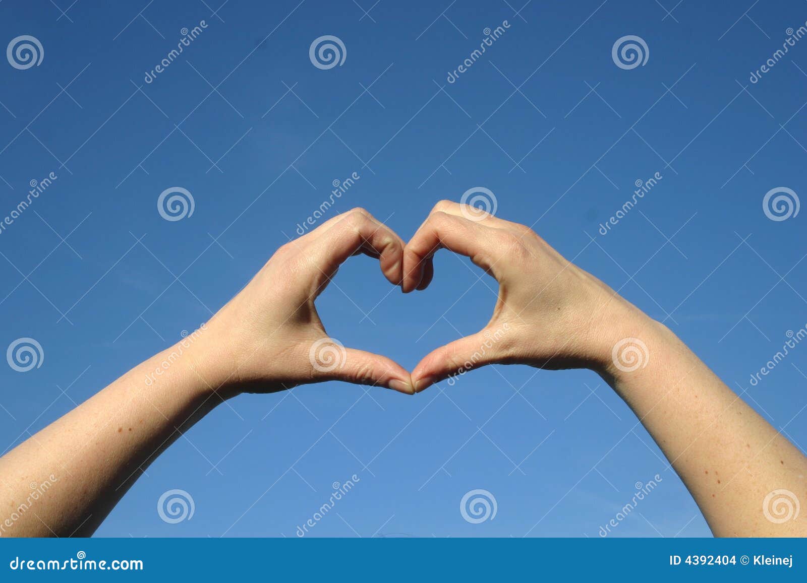Heart of Love with Hands in Blue Sky Stock Photo - Image of close ...