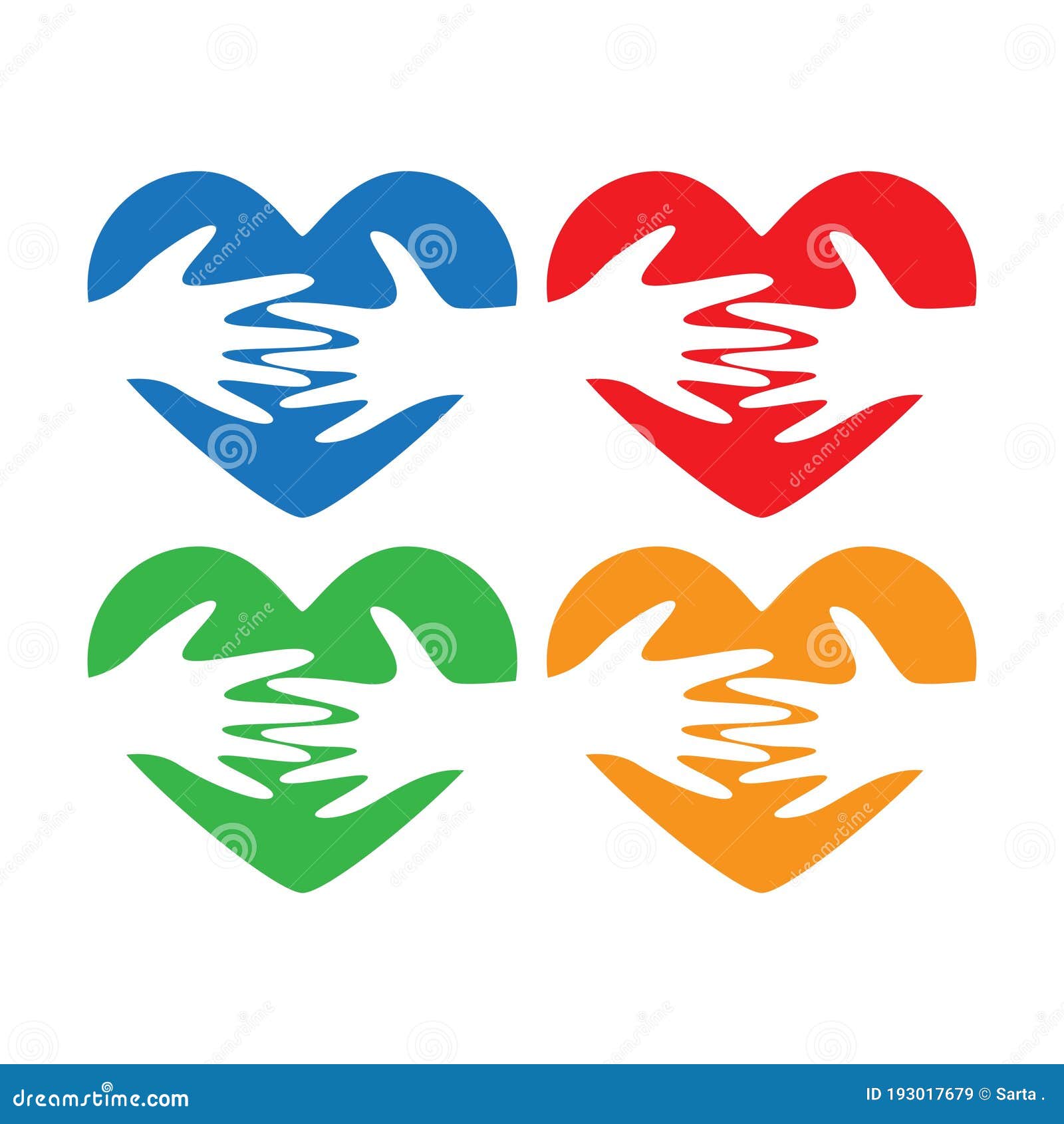 Heart Love with Hug Hand Illustration Vector Bundle Set Stock Vector ...