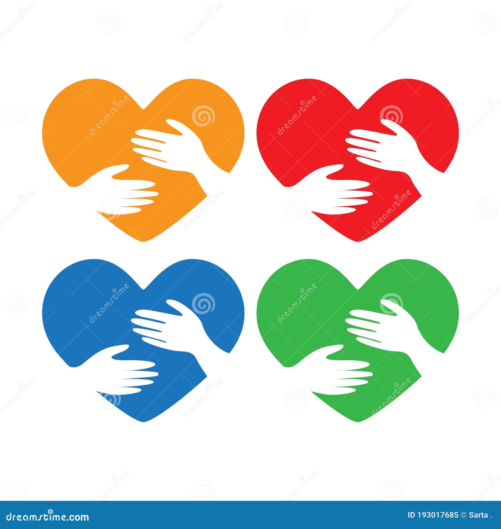 Heart Love with Hug Hand Illustration Vector Bundle Set Stock Vector ...