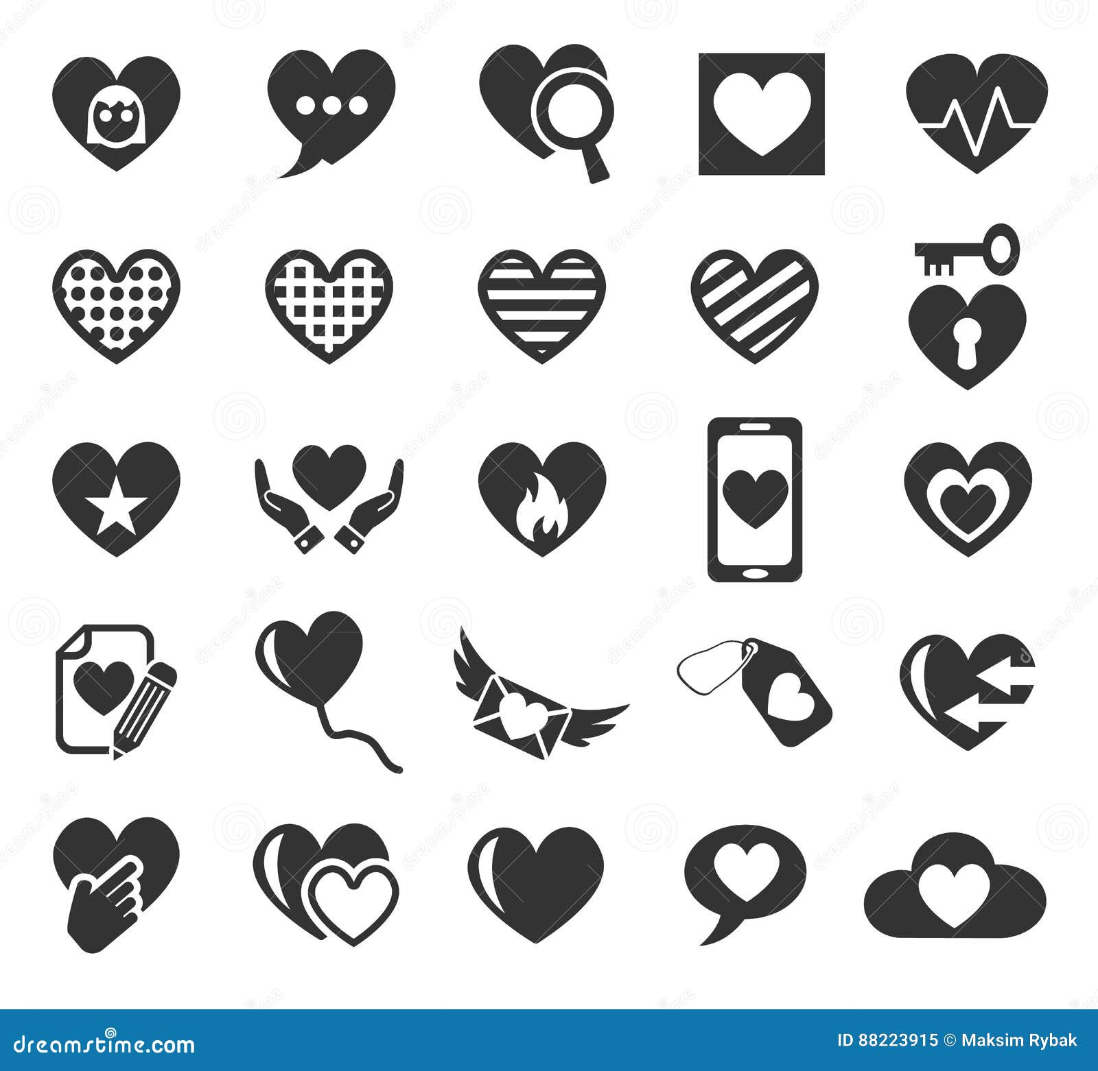 Heart love icon set stock vector. Illustration of face - 88223915