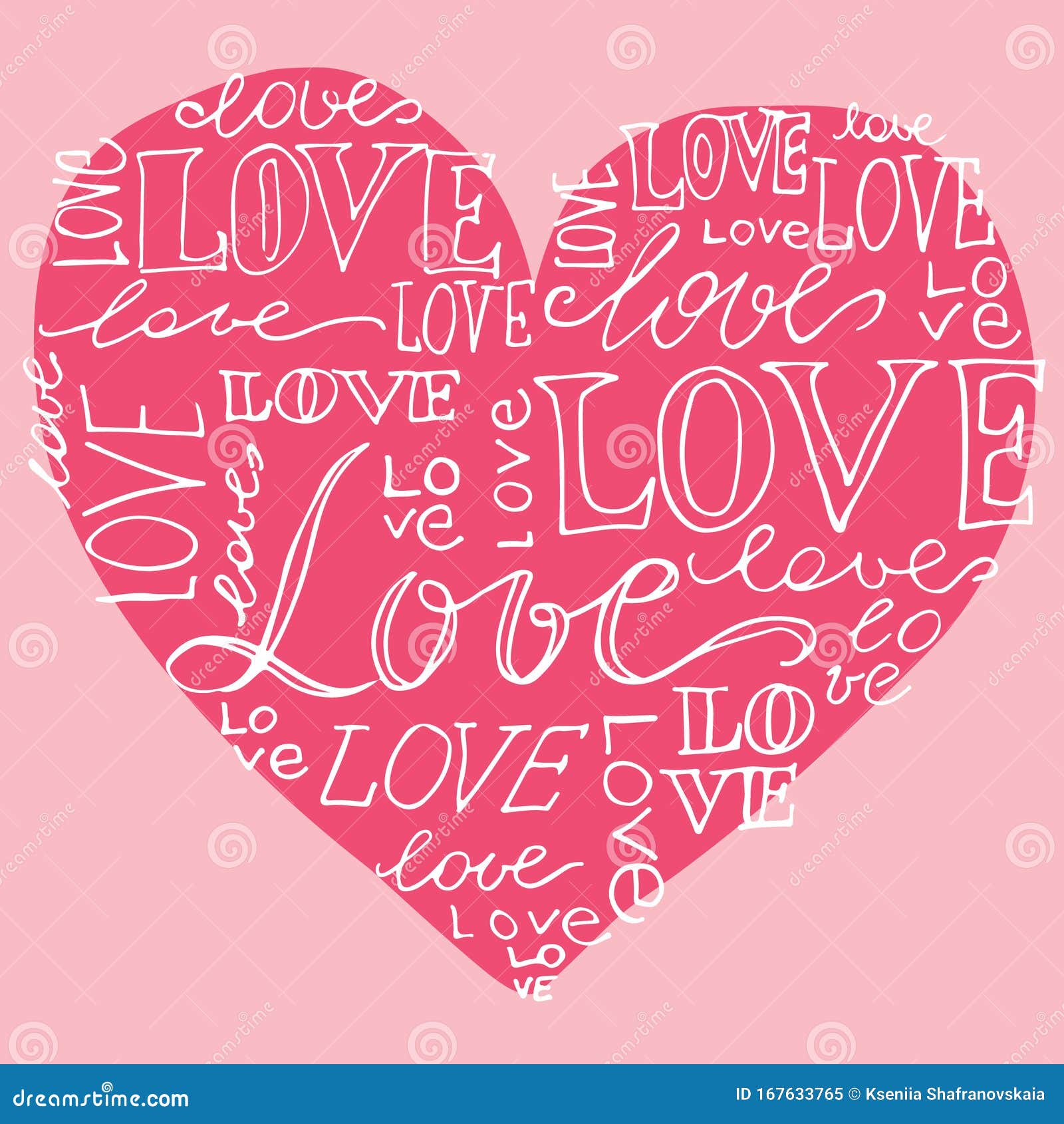 Heart Love Lettering Vector Illustration Stock Vector - Illustration of ...