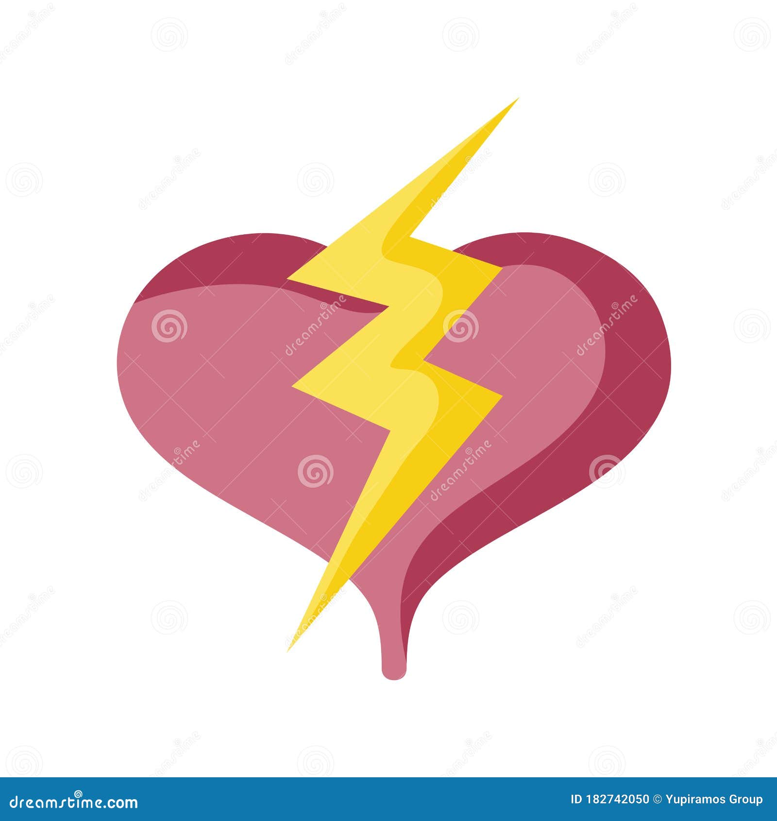 Heart Love Power Thunderbolt Design Isolated Icon Stock Vector