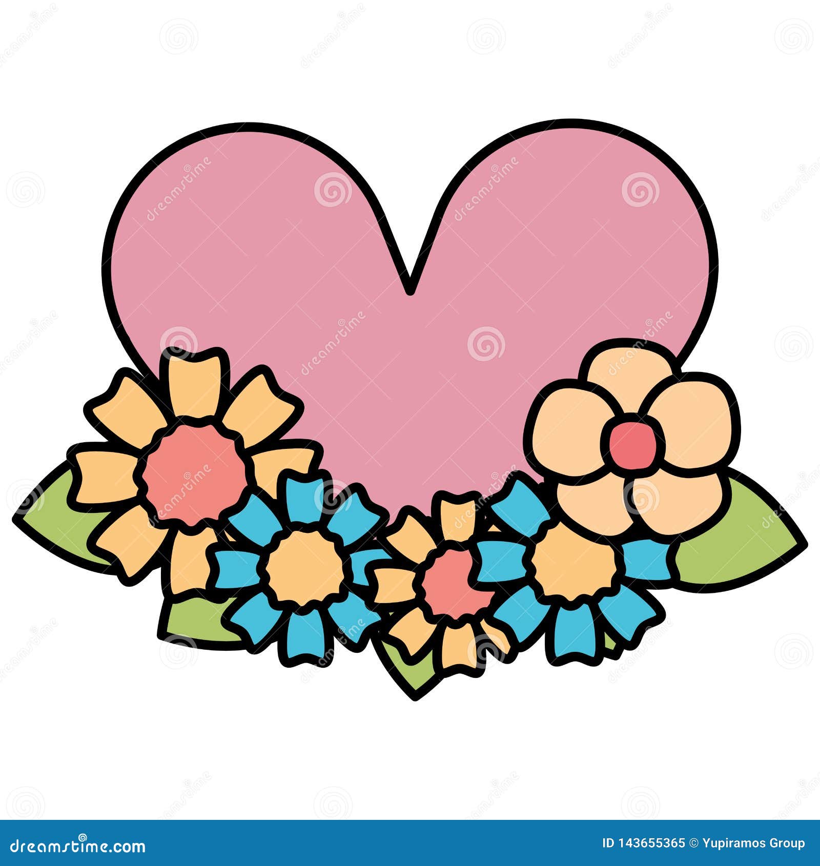 Heart Love Romantic with Flowers Stock Vector - Illustration of ...