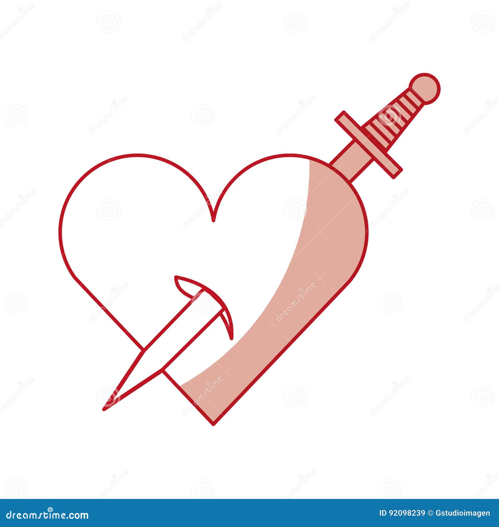 Heart Love with Sword Romantic Icon Stock Vector - Illustration of icon ...