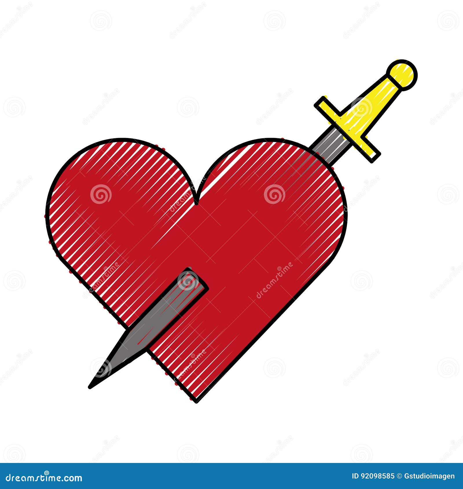 Heart Love with Sword Romantic Icon Stock Vector - Illustration of ...