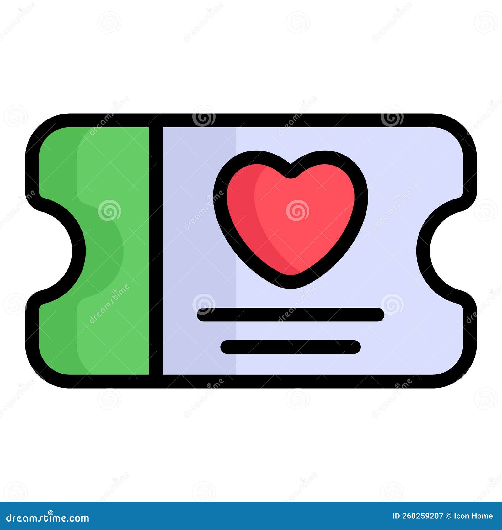 Heart, Love Ticket Color Line Stock Vector - Illustration of valentine ...