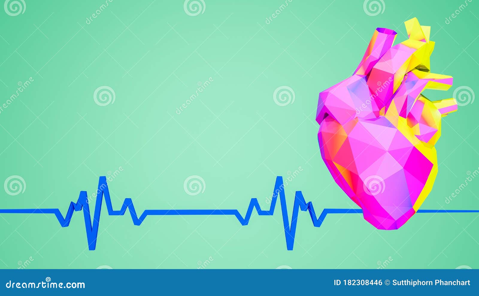 Heart in Low Poly Colorful Style. Heart Low Poly Abstract Polygonal ...