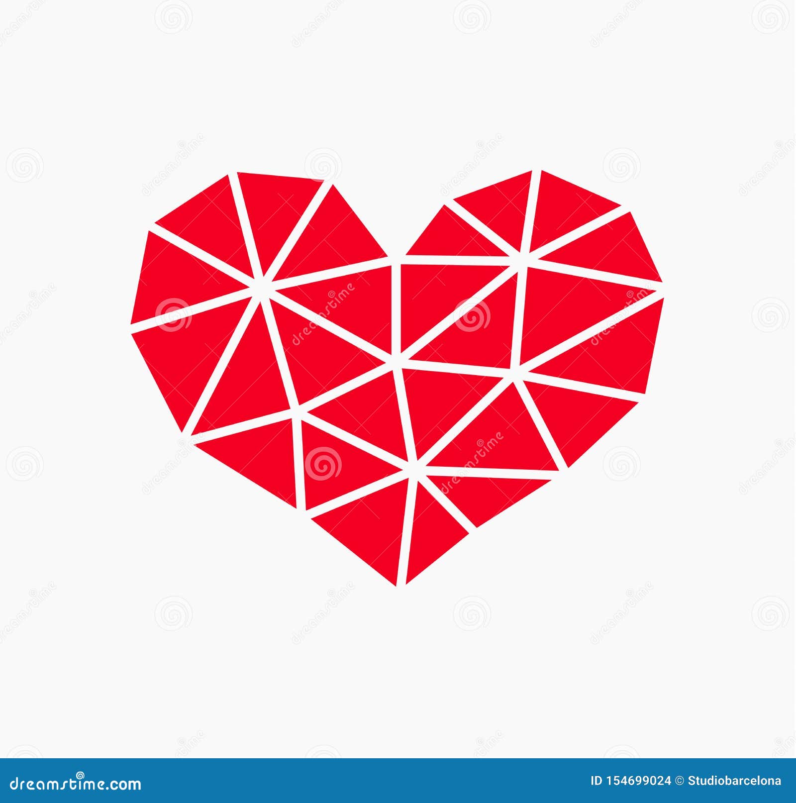 Heart low poly style icon stock vector. Illustration of heart - 154699024