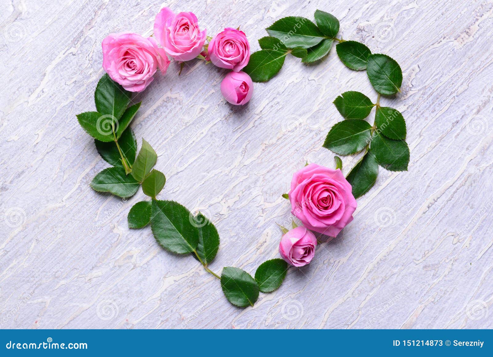 Heart Made of Beautiful Flowers and Leaves on Light Background Stock ...