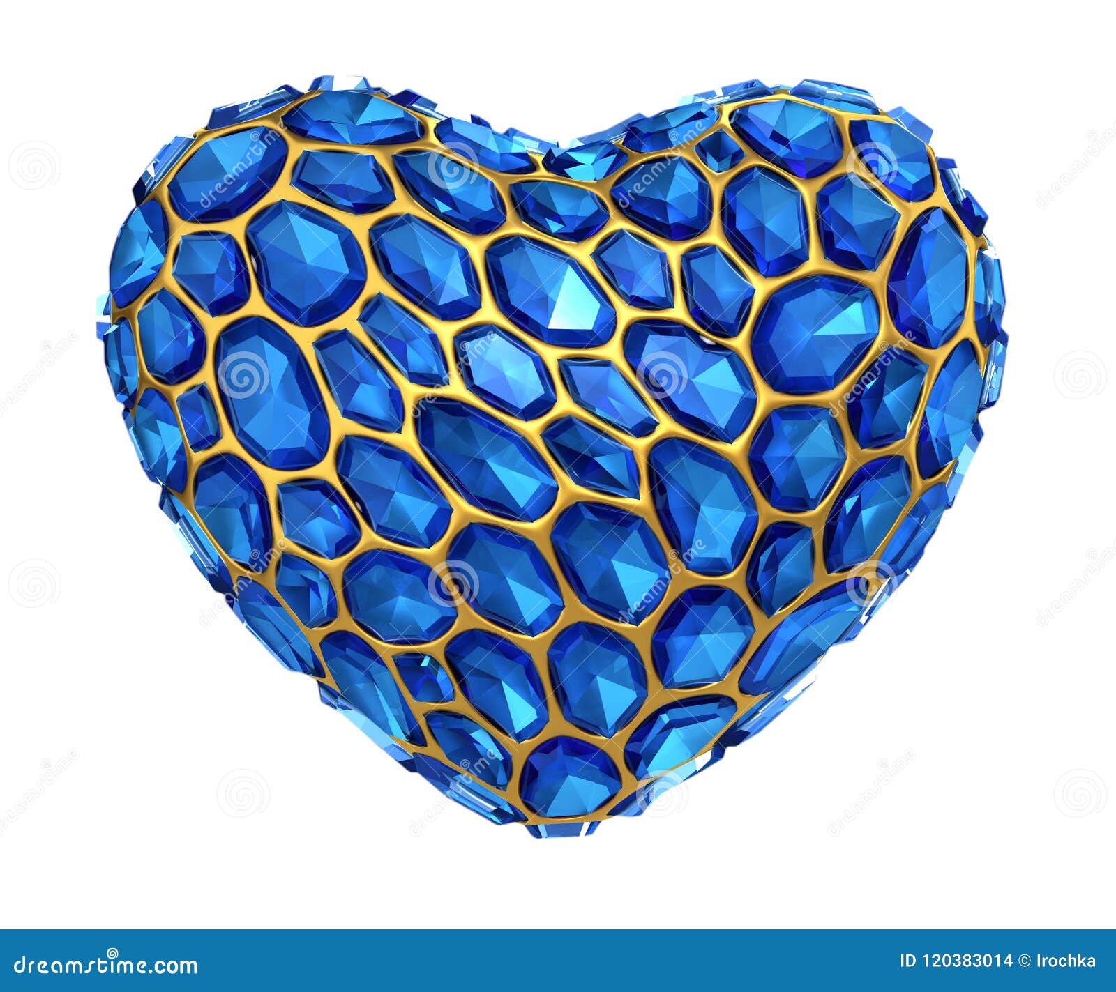 Heart Made of Blue Diamond Isolated on White Background. 3d Stock ...