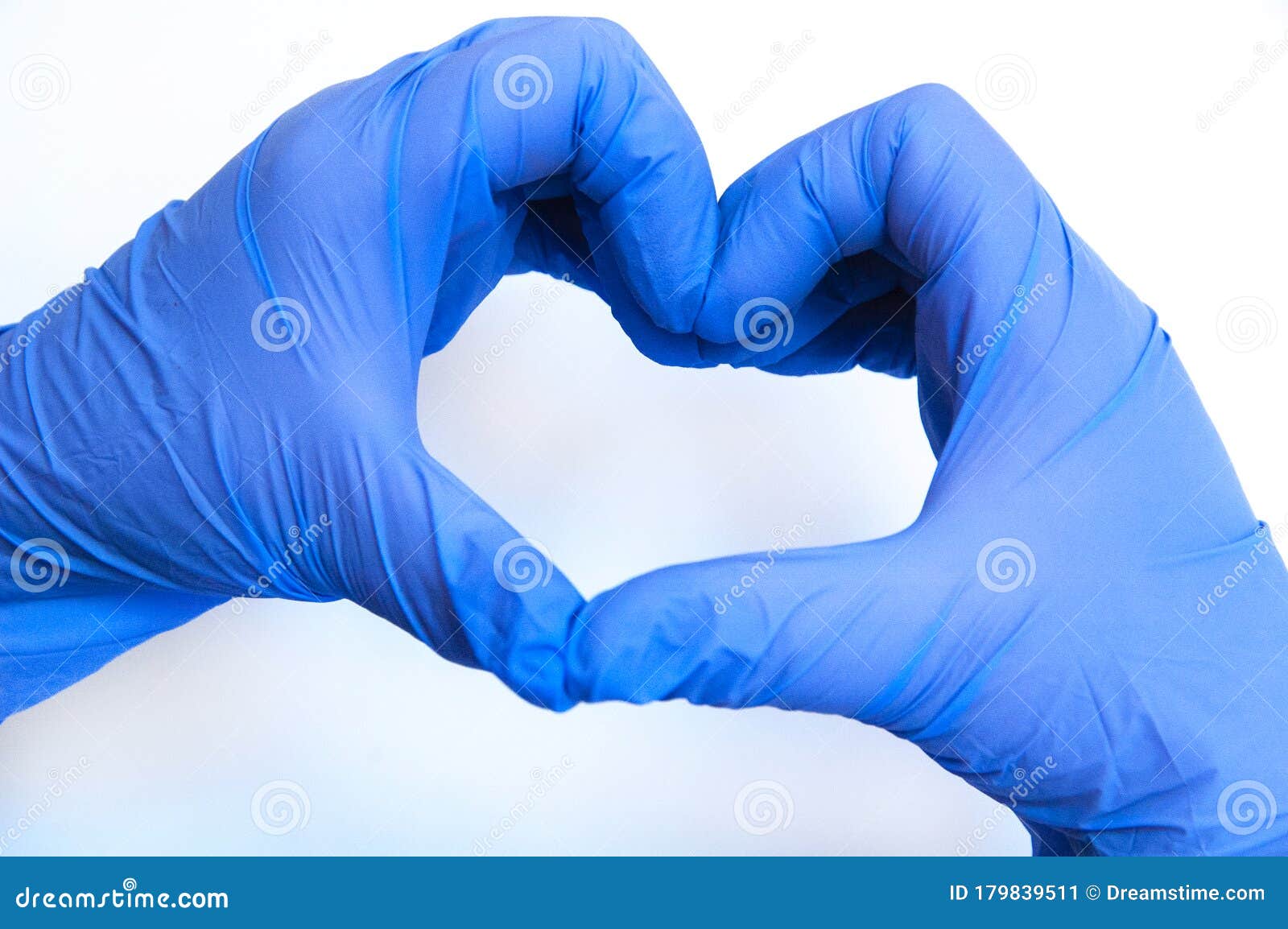 Heart Made of Blue Gloves on a White Background. Gloved Hands Stock ...