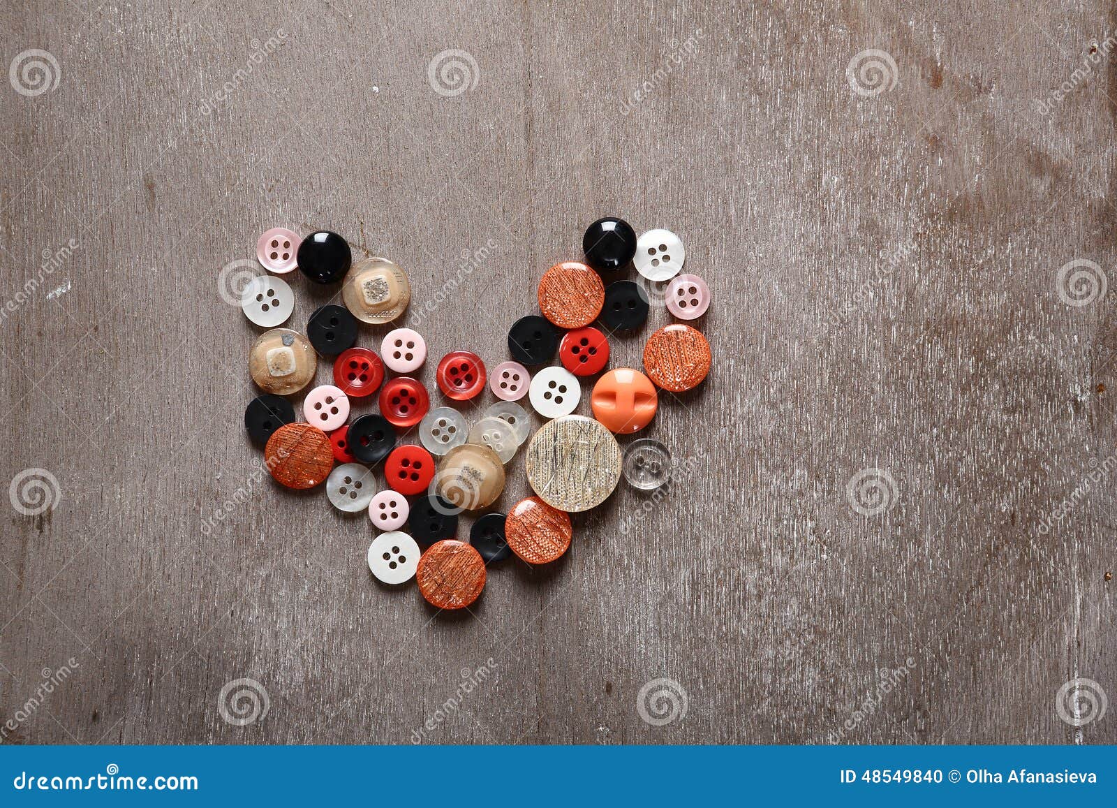 Heart made of buttons stock photo. Image of country, natural - 48549840