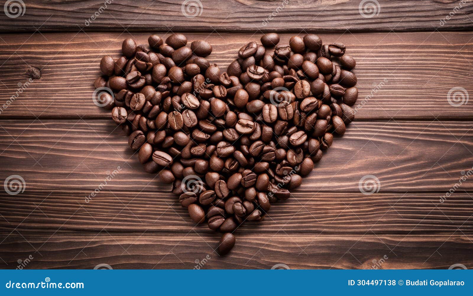 A Heart Made of Coffee Beans on a Wooden Surface Stock Illustration ...