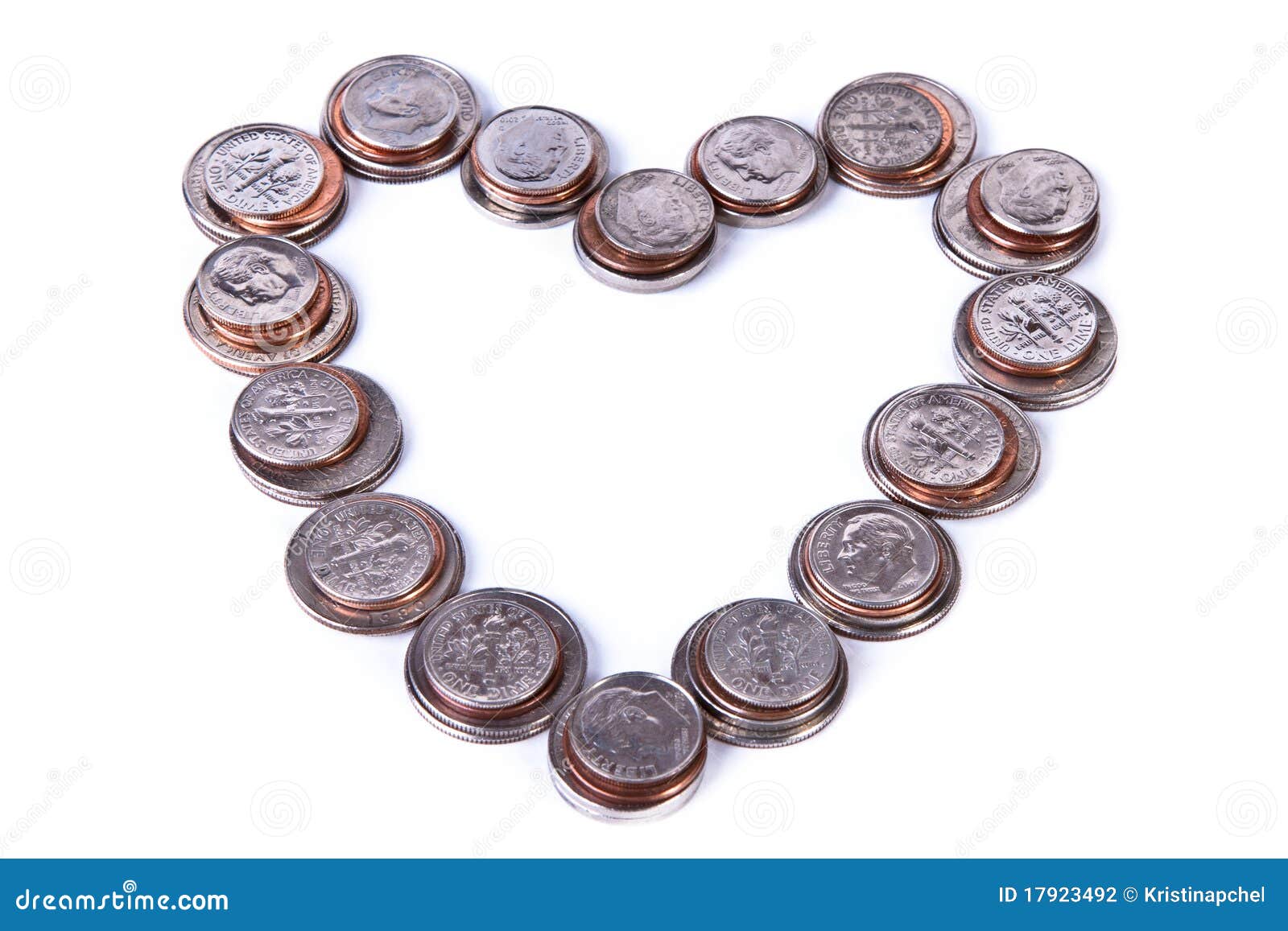 Heart made of coins stock photo. Image of expectation - 17923492