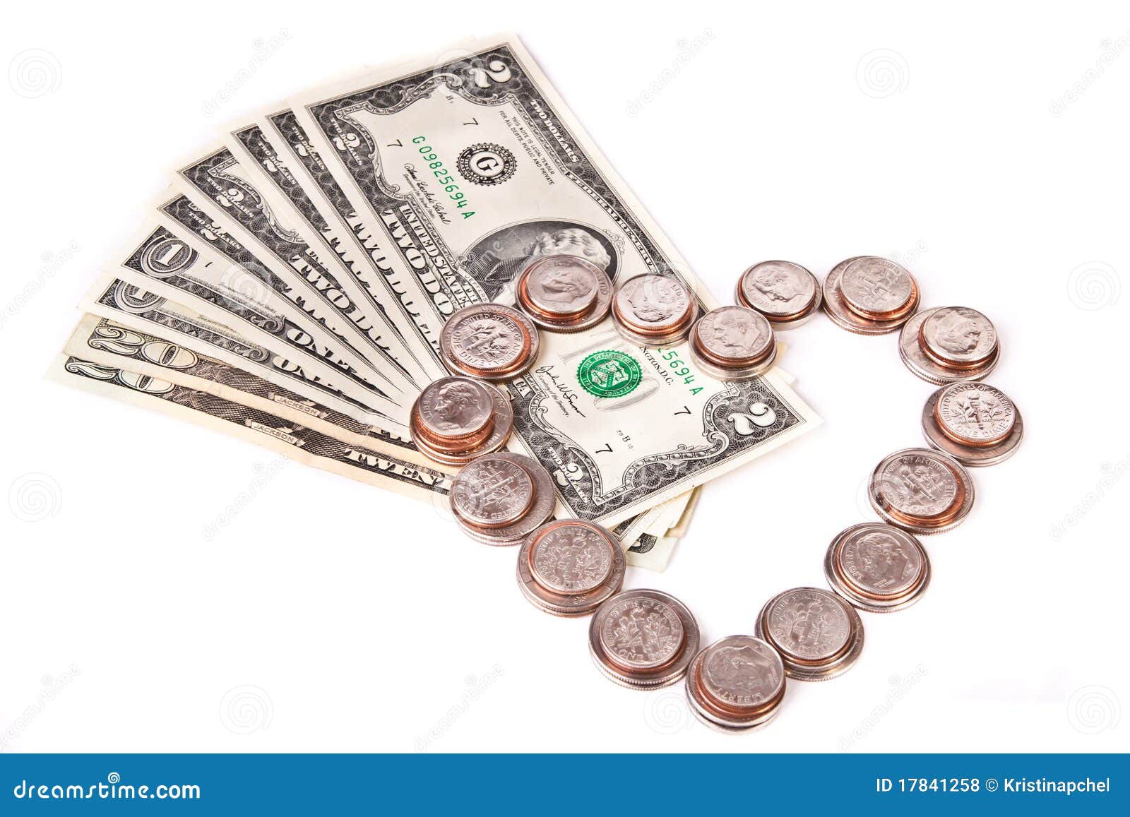 Heart Made of Coins and Dollars Stock Photo - Image of change, banking ...