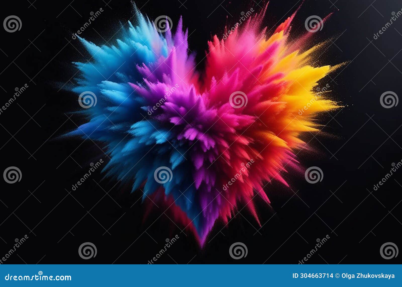 Heart Made of Colored Bright Exploding Powder. Valentine S Card Stock ...