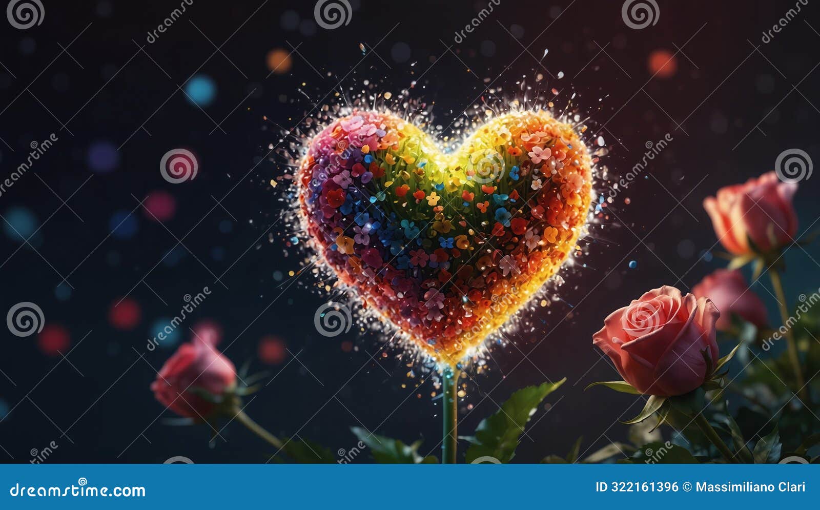 Heart Made of Colorful Flowers is Exploding with Love and Passion Stock ...