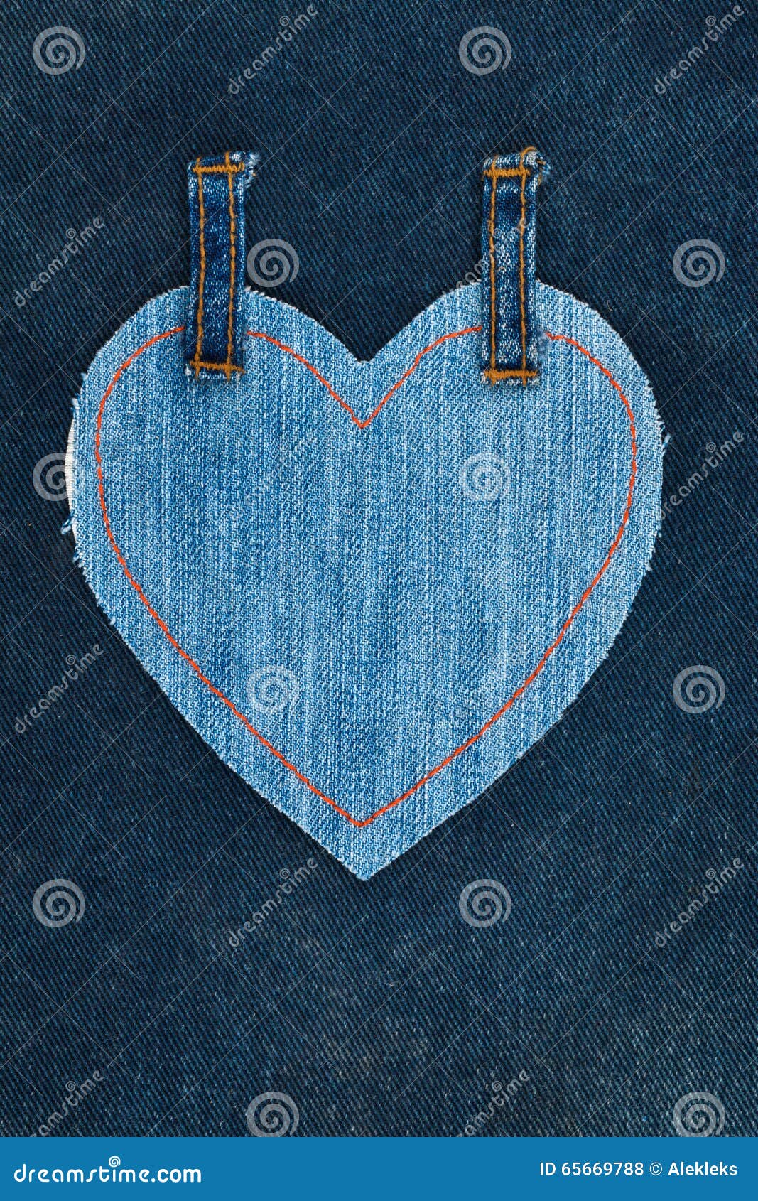 Heart Made of Denim Fabric with Yellow Stitching on Dark Denim Stock ...