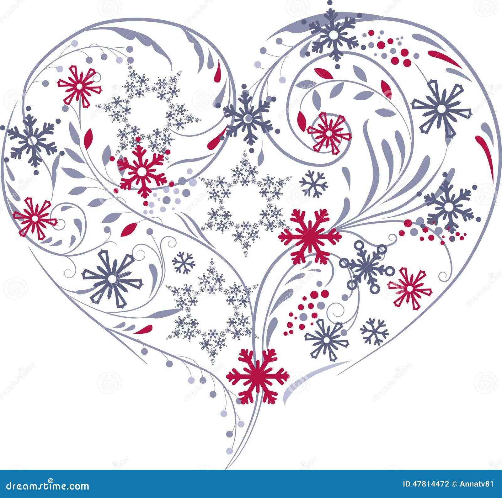 Heart Made of Different Snowflakes. Stock Illustration - Illustration ...