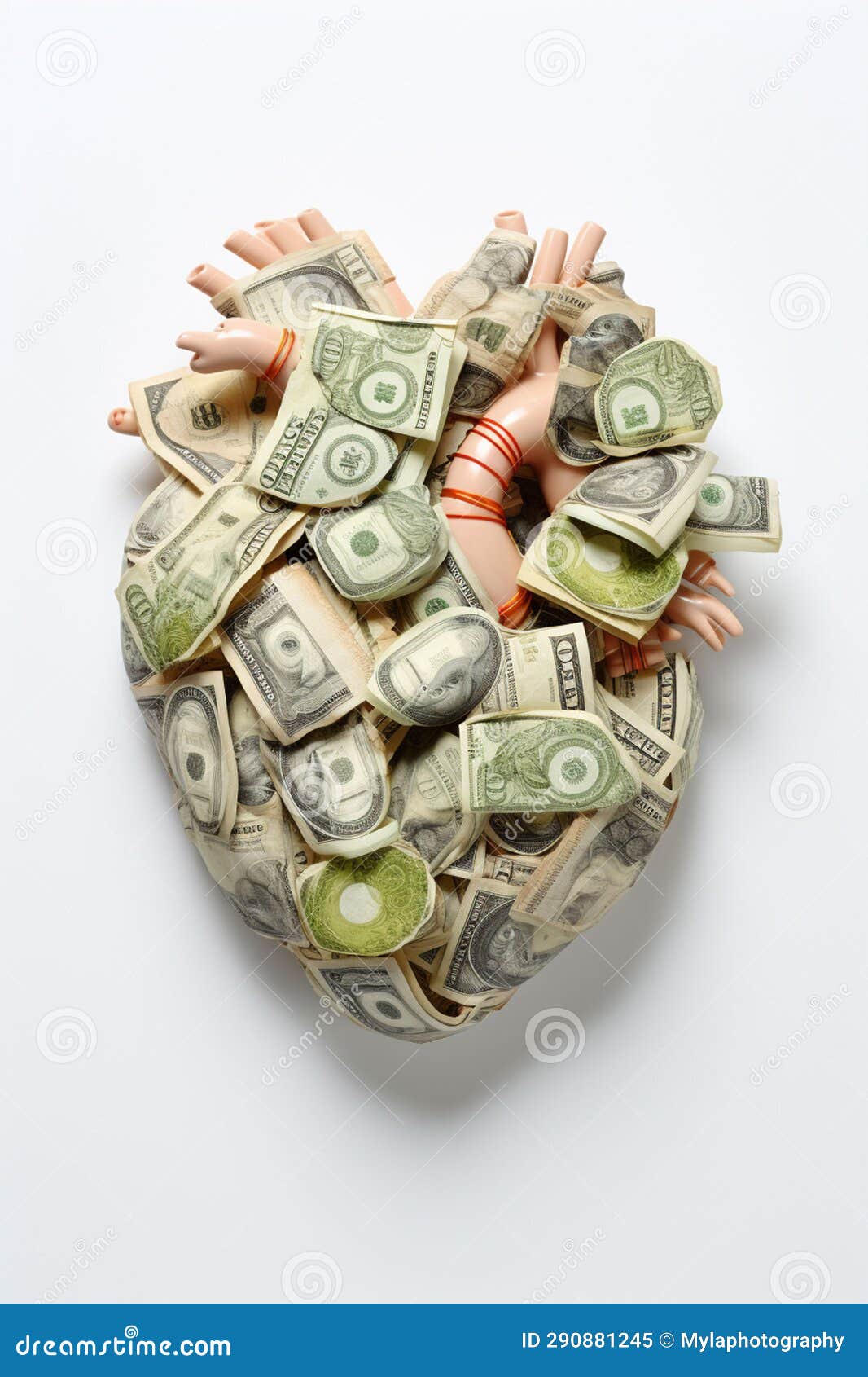 Anatomical Heart Made Out of Money Stock Illustration - Illustration of ...