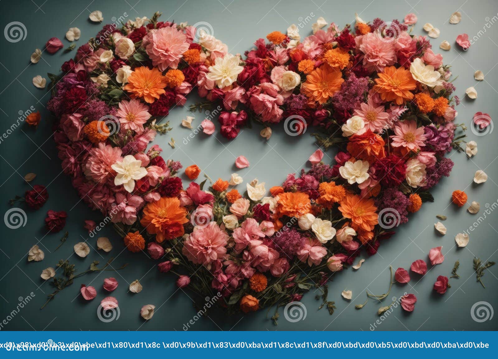 Heart Made of Flowers. Ai Generative Stock Illustration - Illustration ...
