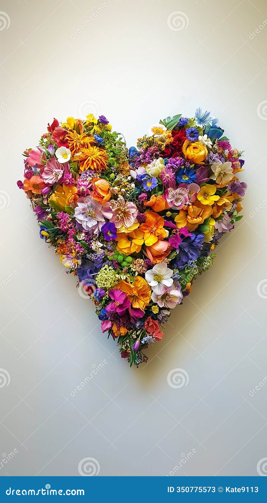 A Heart Made of Flowers is Displayed on a White Background. the Heart ...