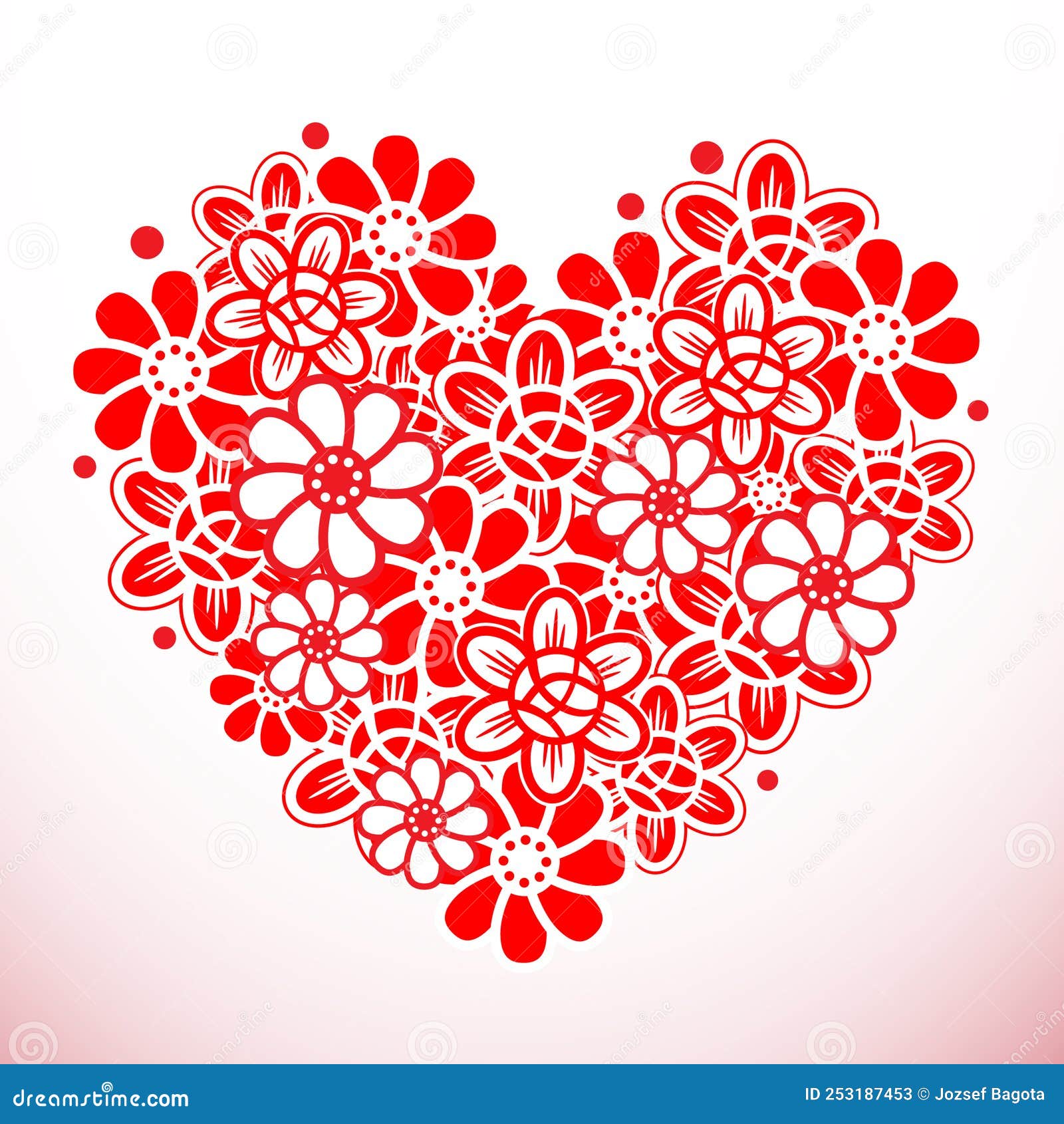 Heart Made from Flowers stock vector. Illustration of holiday - 253187453