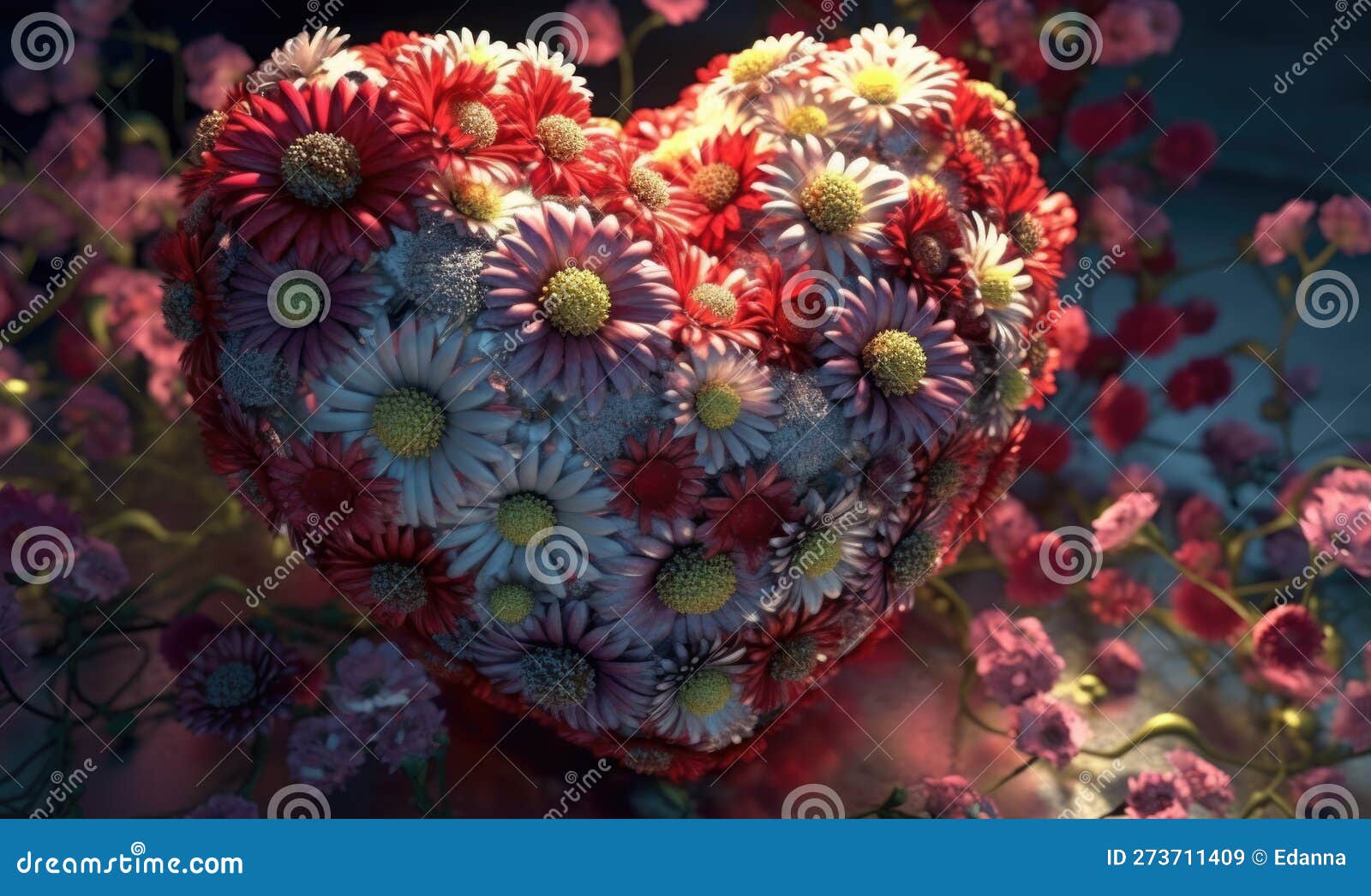 A heart made of flowers stock illustration. Illustration of produce ...