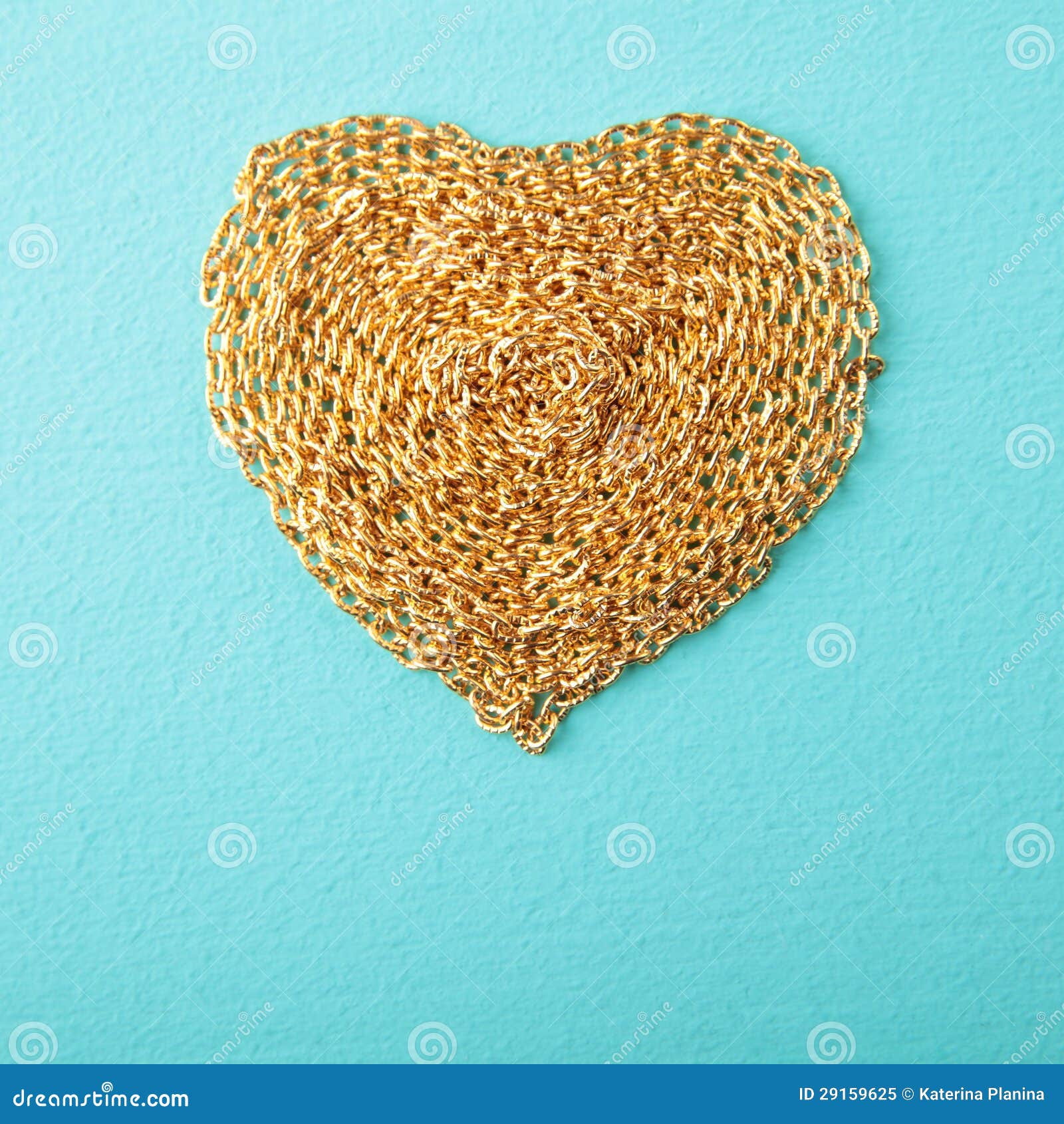 Heart Made with Gold Chain Wood Texture Stock Image - Image of gift ...