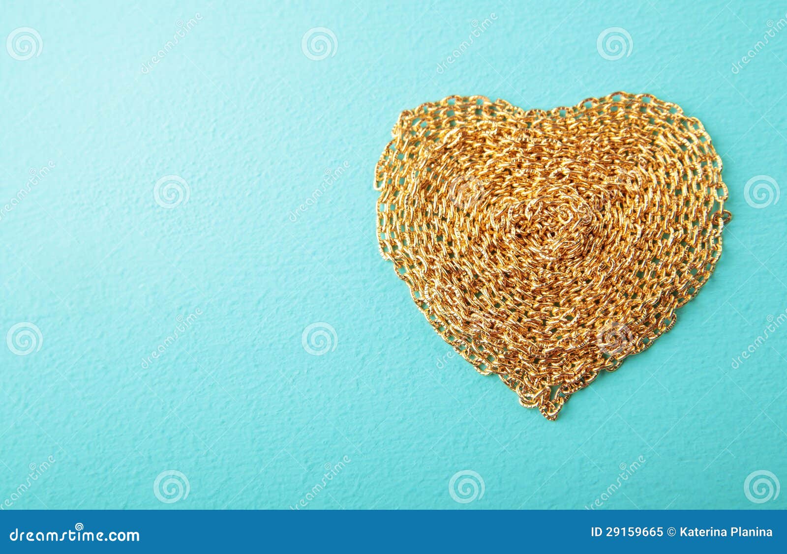 Heart Made with Gold Chain Wood Texture Stock Image - Image of love ...