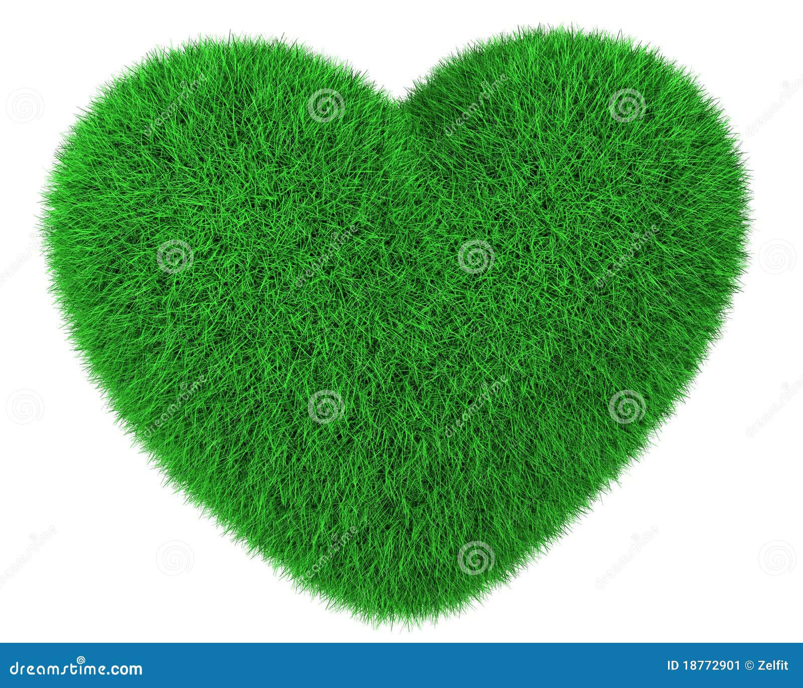 Heart Made of Green Grass Isolated Stock Illustration - Illustration of ...