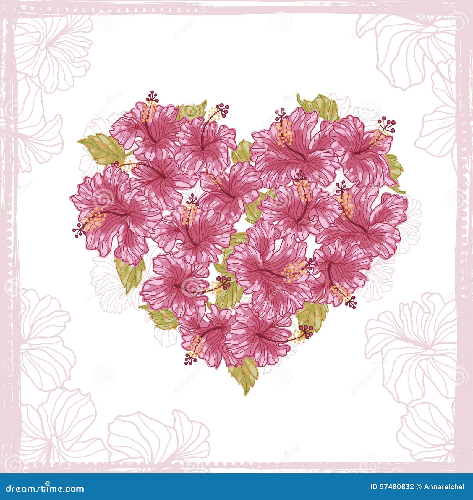Heart Made from Hibiscus Flowers Stock Vector - Illustration of print ...